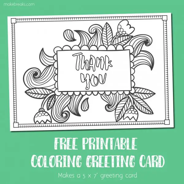 Free Printable Thank You Coloring Card - Make Breaks