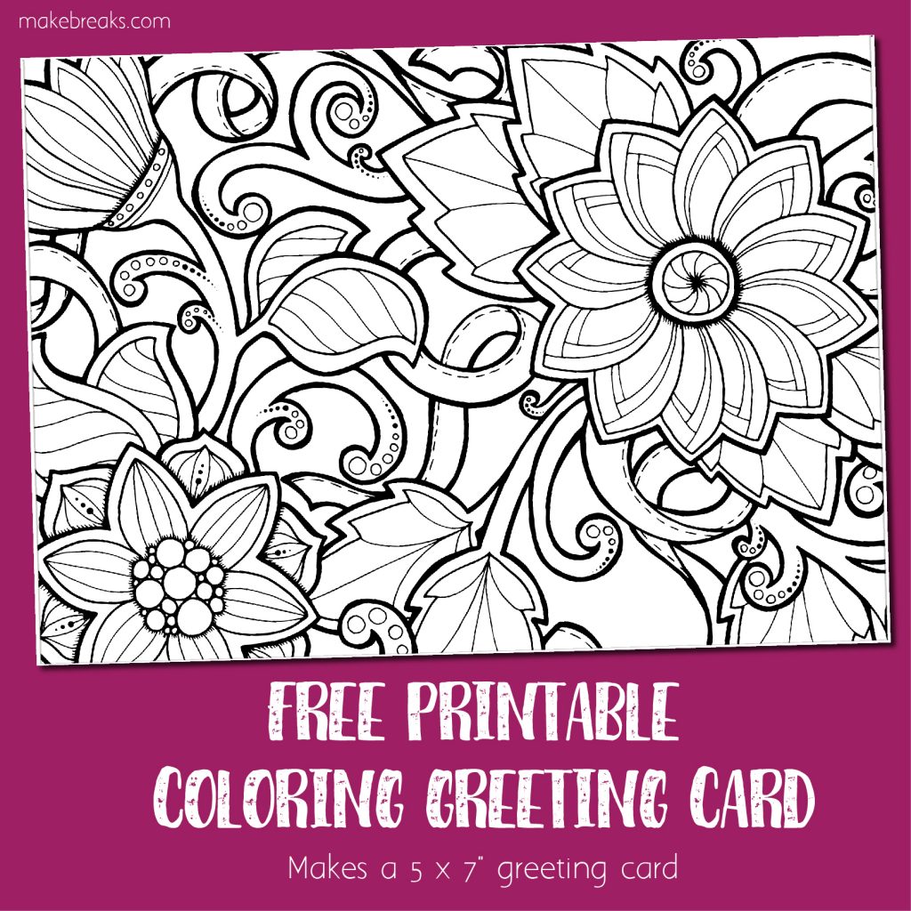 Coloring Card 4 - Greeting Card to Color (Flowers) - Make Breaks
