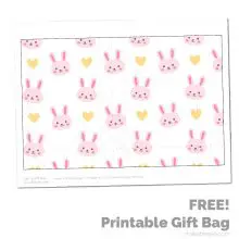 Spring Easter Printable Gift Bag - Pink Bunny Pattern - Make Breaks