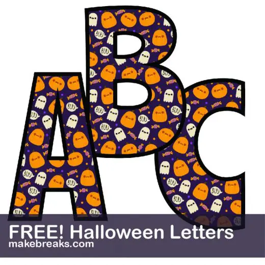 Halloween Free Printable Alphabet - Purple & Orange - Make Breaks