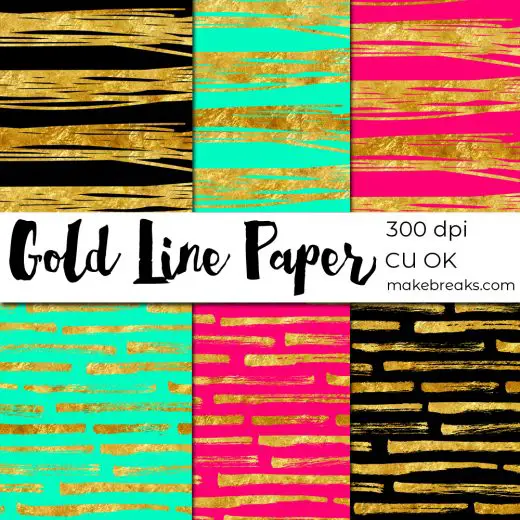 FREE Gold Foil Stripe Digital Paper Download - Make Breaks