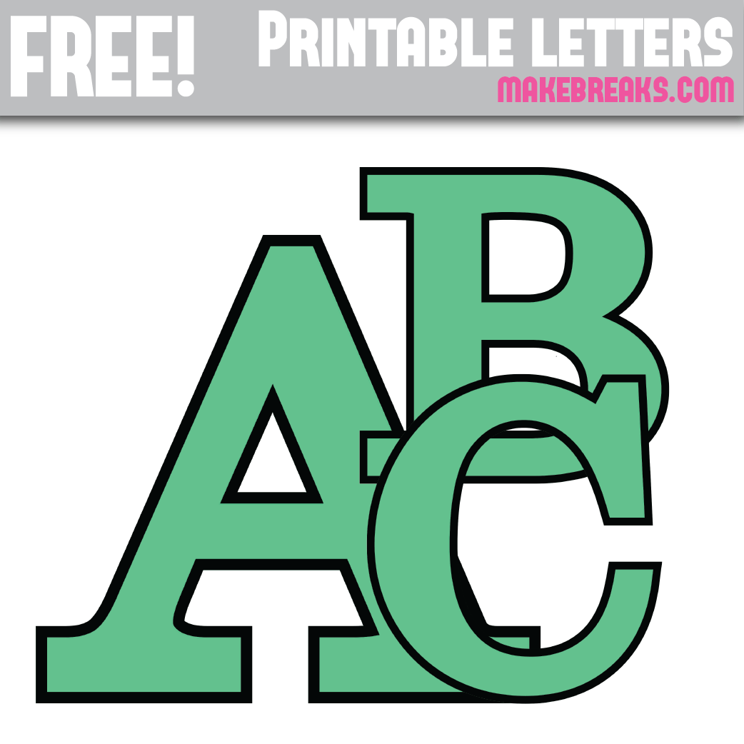 Teal With Black Edge Free Printable Alphabet - Make Breaks