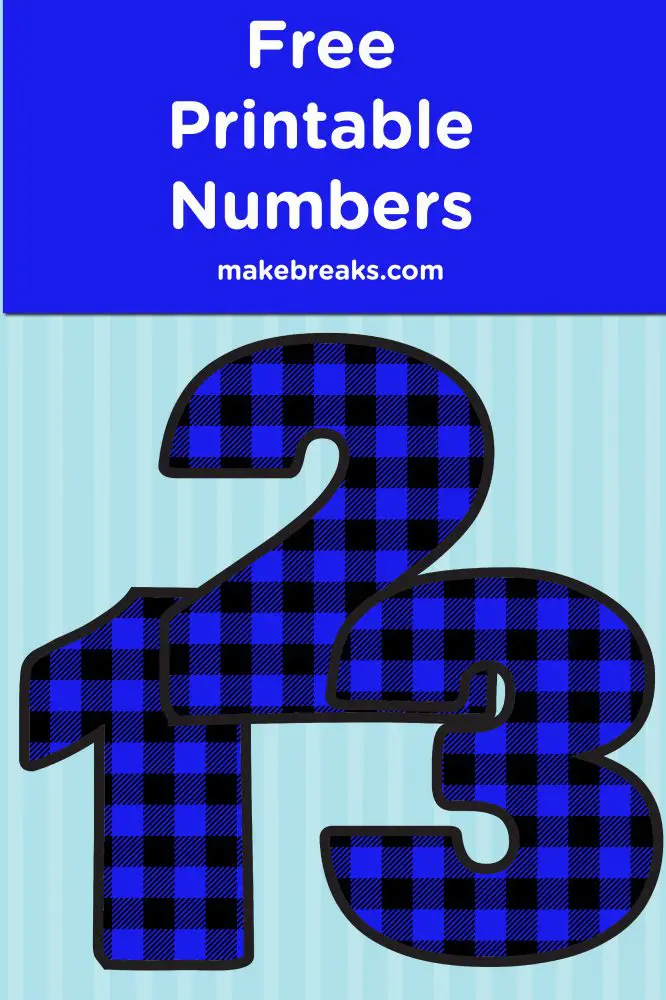Free Printable Bold Blue Plaid Numbers - Make Breaks