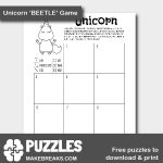 Free Printable Unicorn 'Beetle' Game - Make Breaks