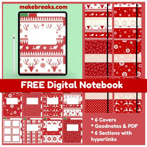 Christmas Free Digital Notebook for Goodnotes & Other PDF Readers ...