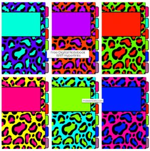 Neon Animal Print Free Digital Notebook with Hyperlinks - for Goodnotes ...