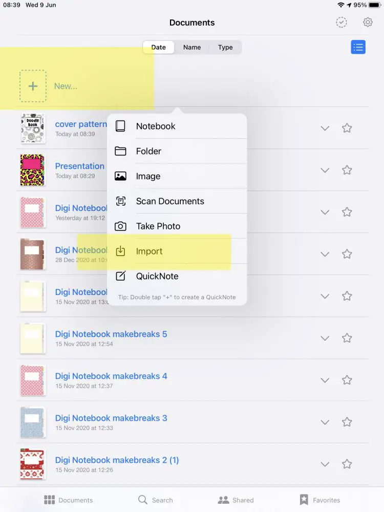 Colorful Pattern Free Digital Notebook with Hyperlinks - for Goodnotes ...