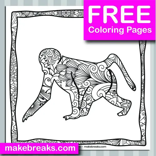 Free Monkey Animal Coloring Page - Make Breaks
